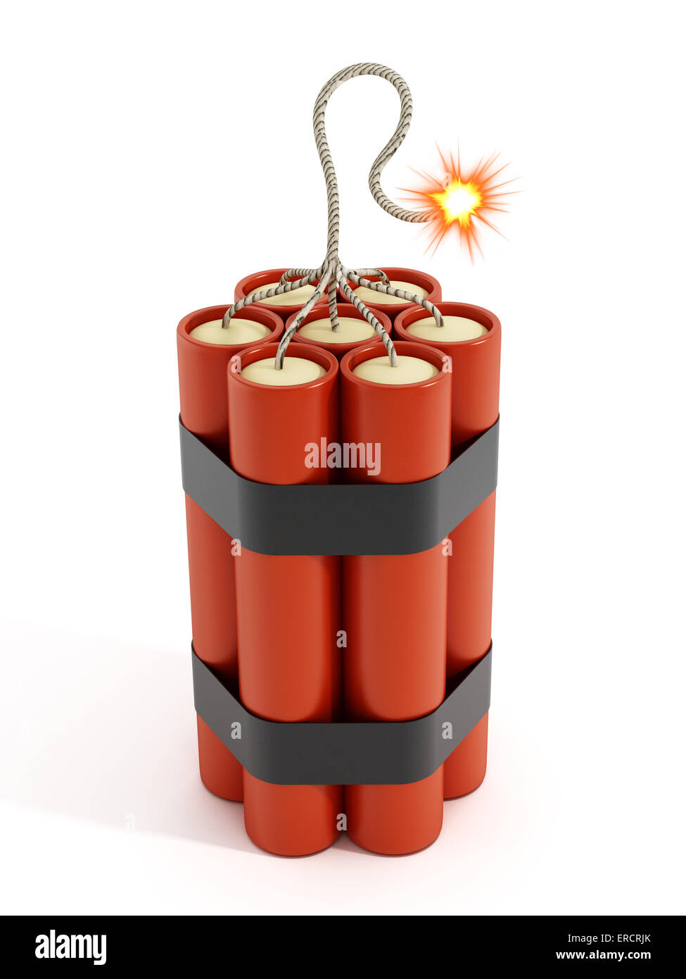 Dynamites with burning flament isolated on white Stock Photo - Alamy