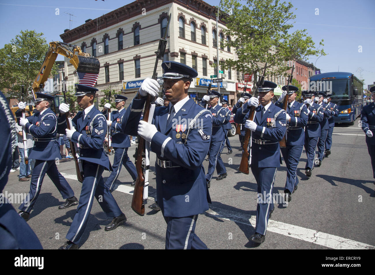 US Air Force officers with medals march in the Memorial Day Parade in ...
