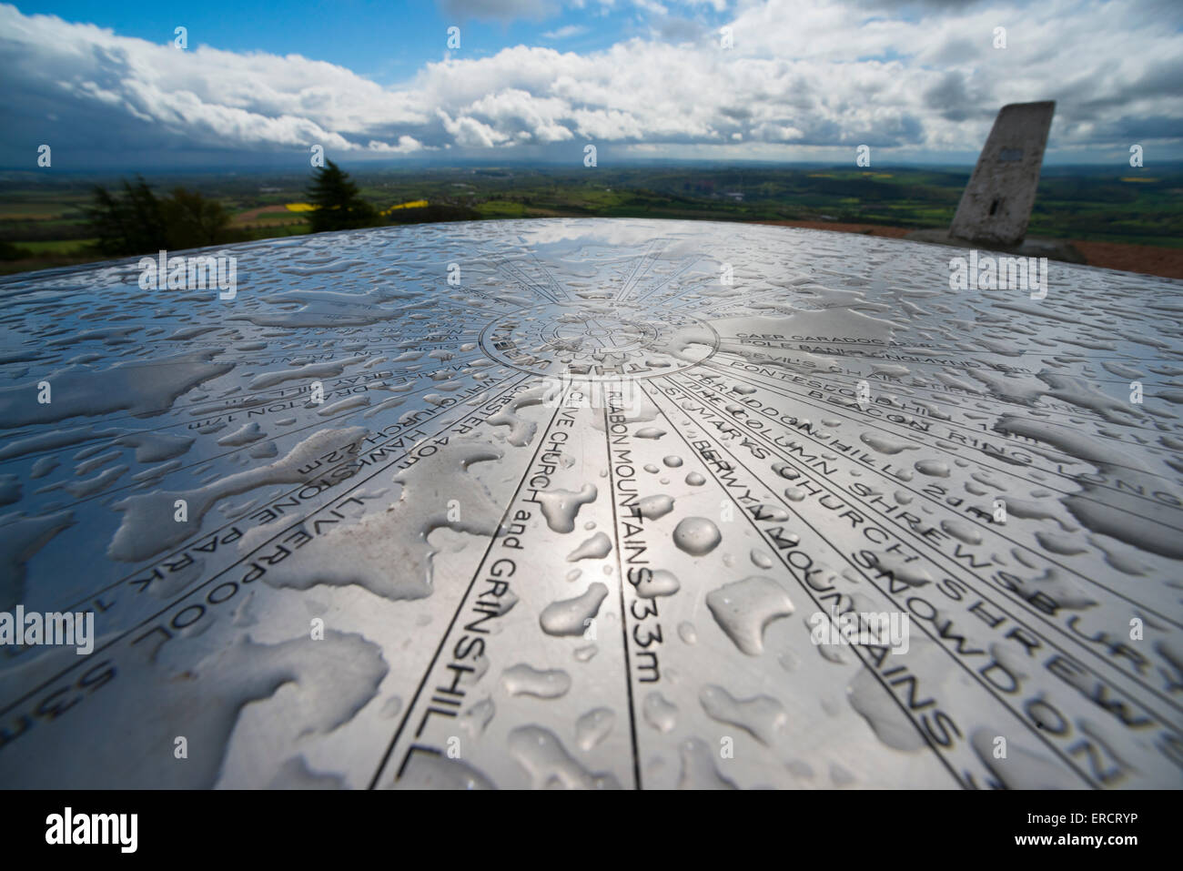 Wrekin toposcope after a shower, Shropshire, England Stock Photo - Alamy