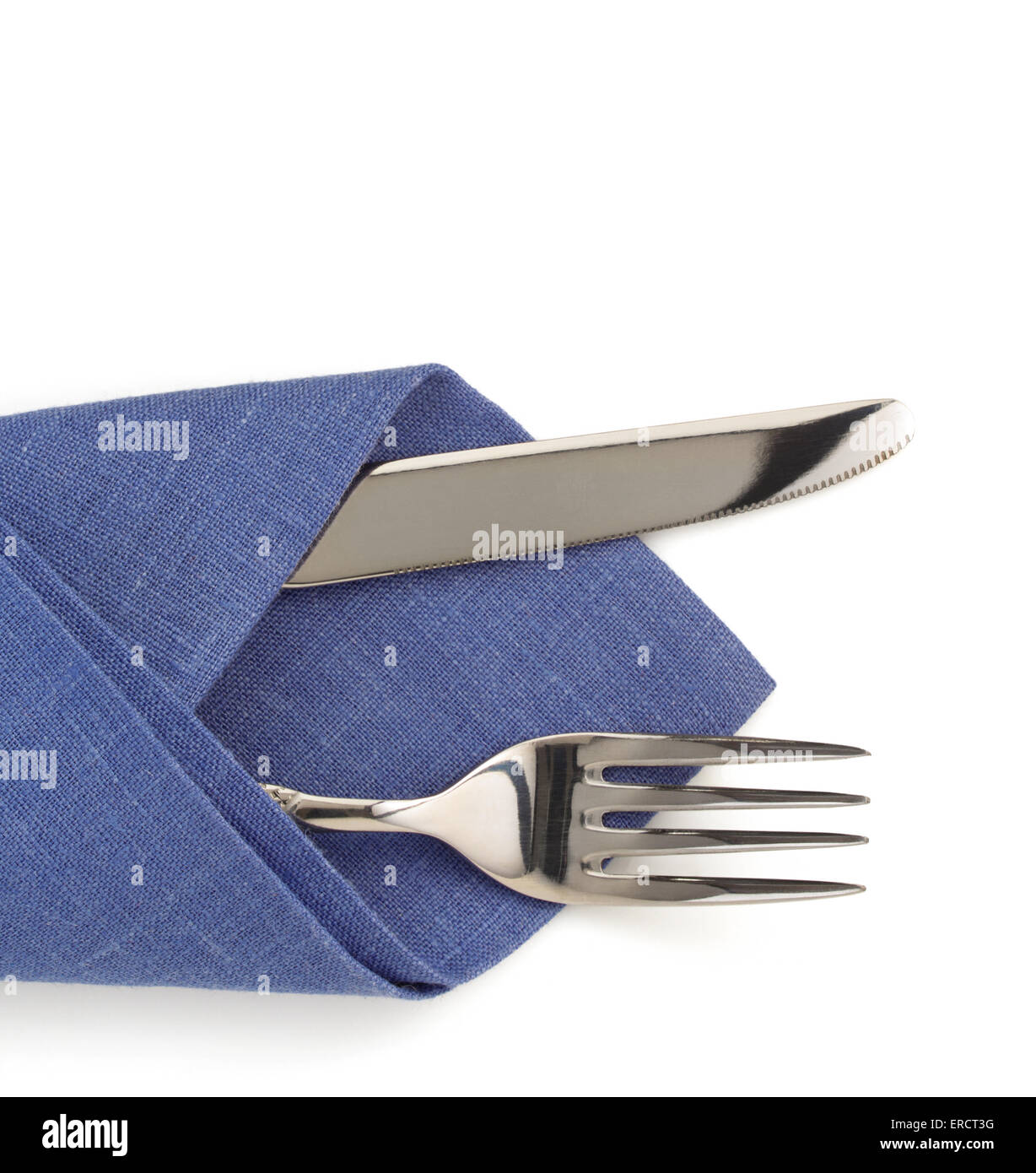 napkin, fork and knife isolated on white background Stock Photo - Alamy