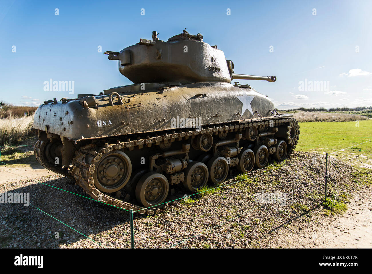 US tank standing to celebrate the Operation Overlord in Normandy ...