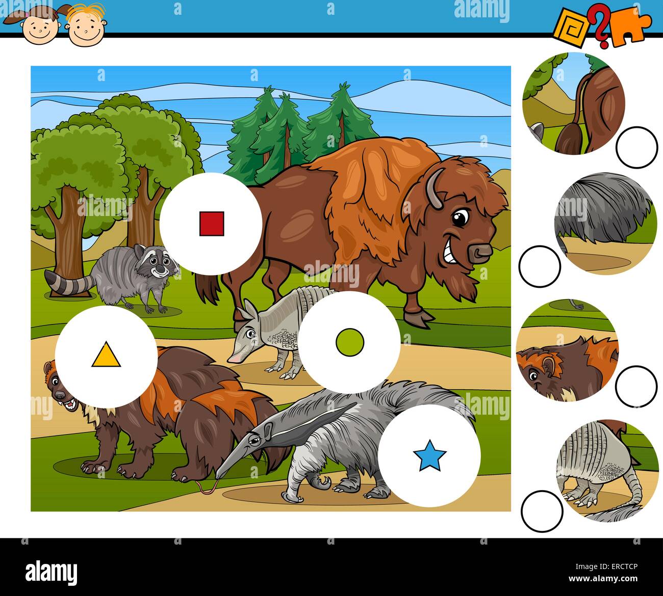 Cartoon Illustration of Match the Pieces Educational Game for Preschool ...