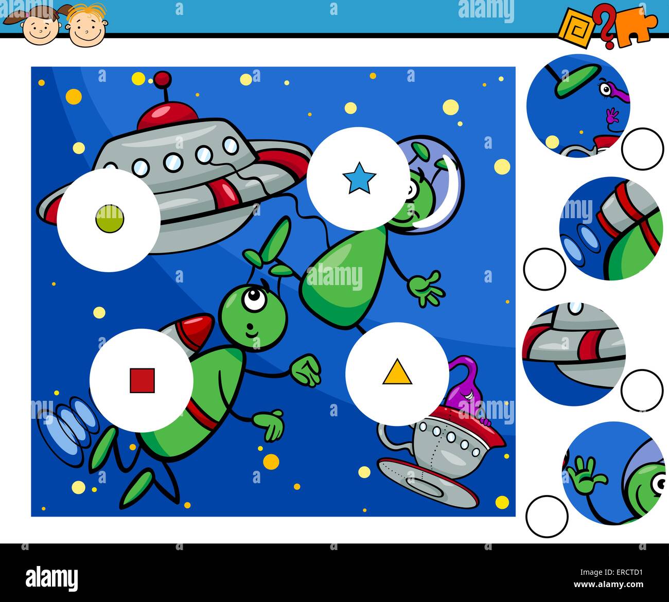 Cartoon Illustration of Match the Pieces Educational Game for Preschool ...