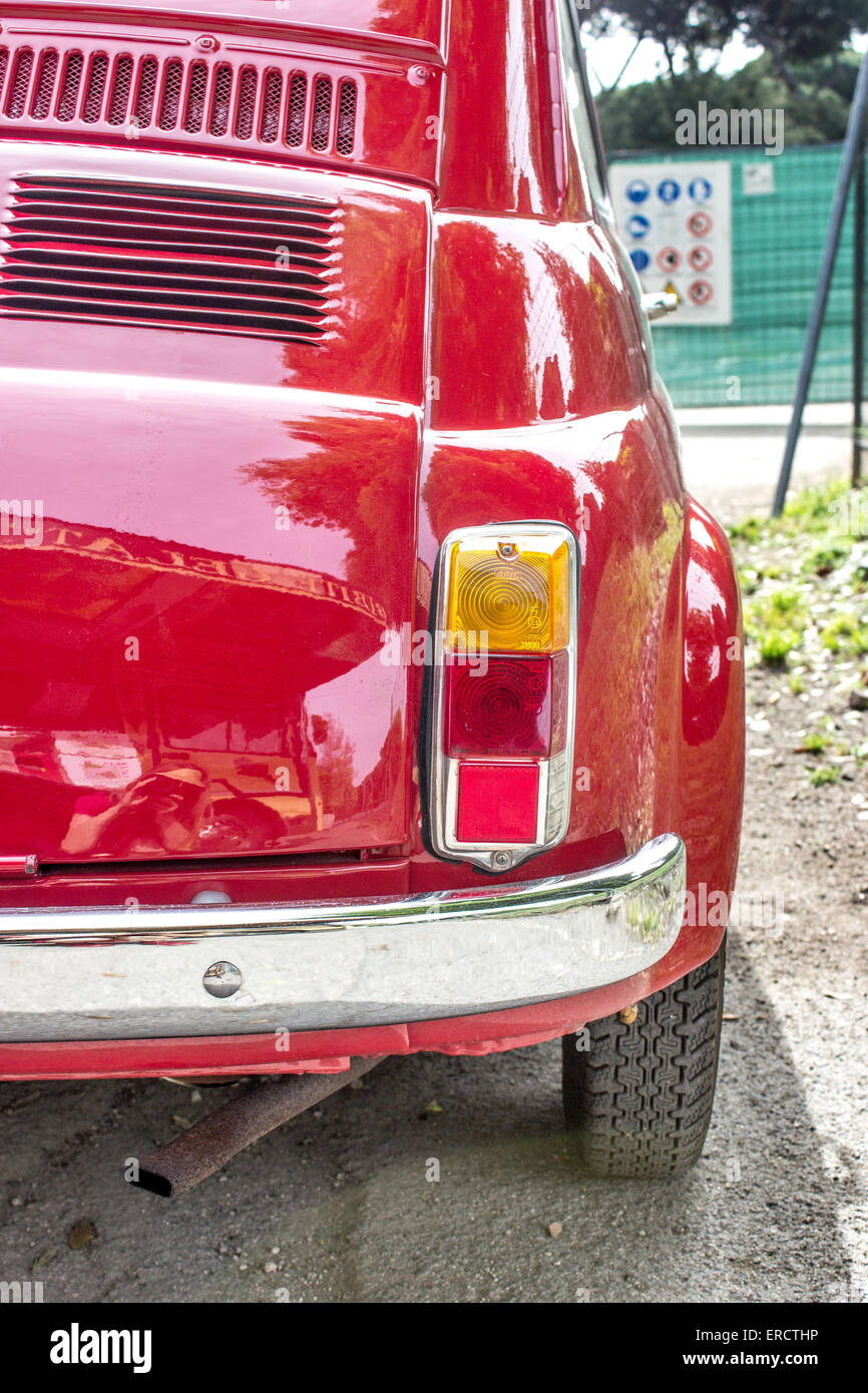 Back of a small red car Stock Photo - Alamy