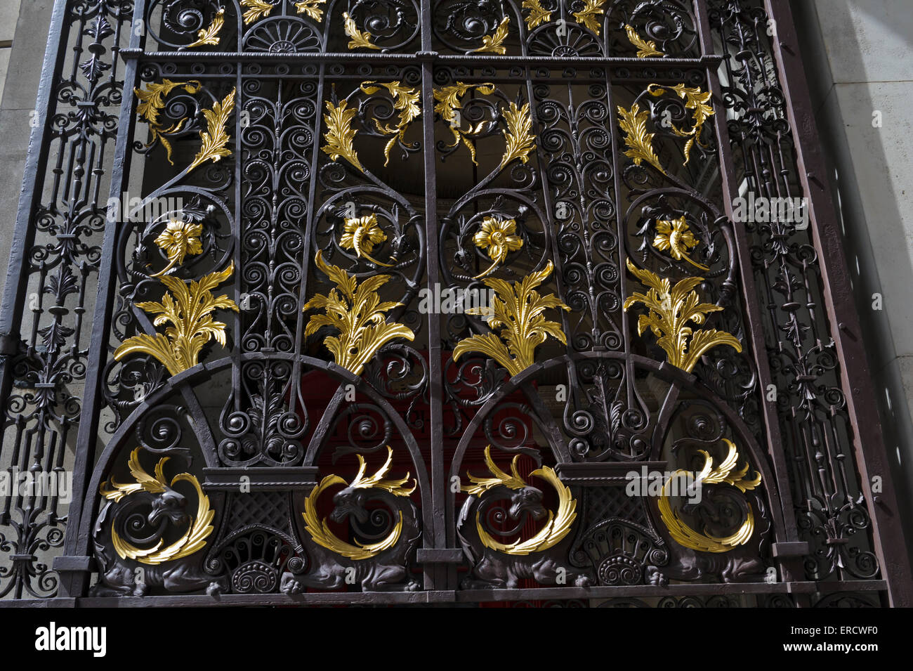 A huge decorated metal gate at the entrance of the Academy of Arts in ...
