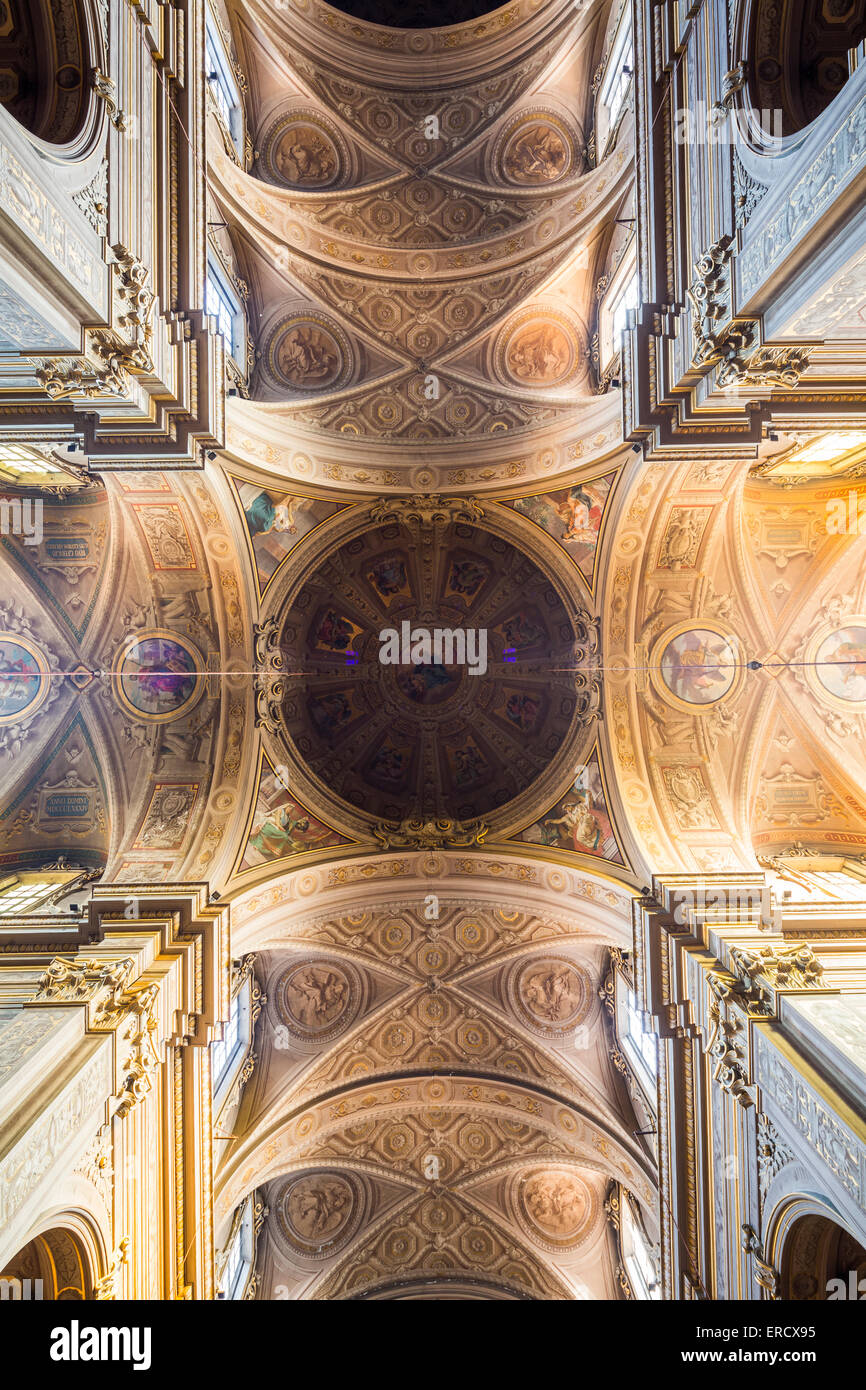 dome and nave of interior, Ferrara cathedral, Basilica Cattedrale di ...