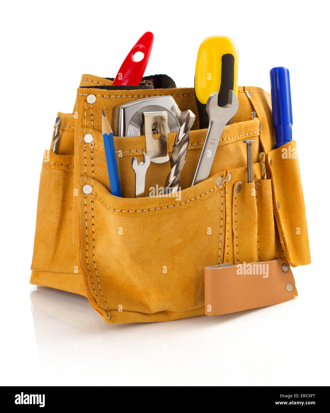 tools and instruments in belt isolated on white background Stock Photo ...