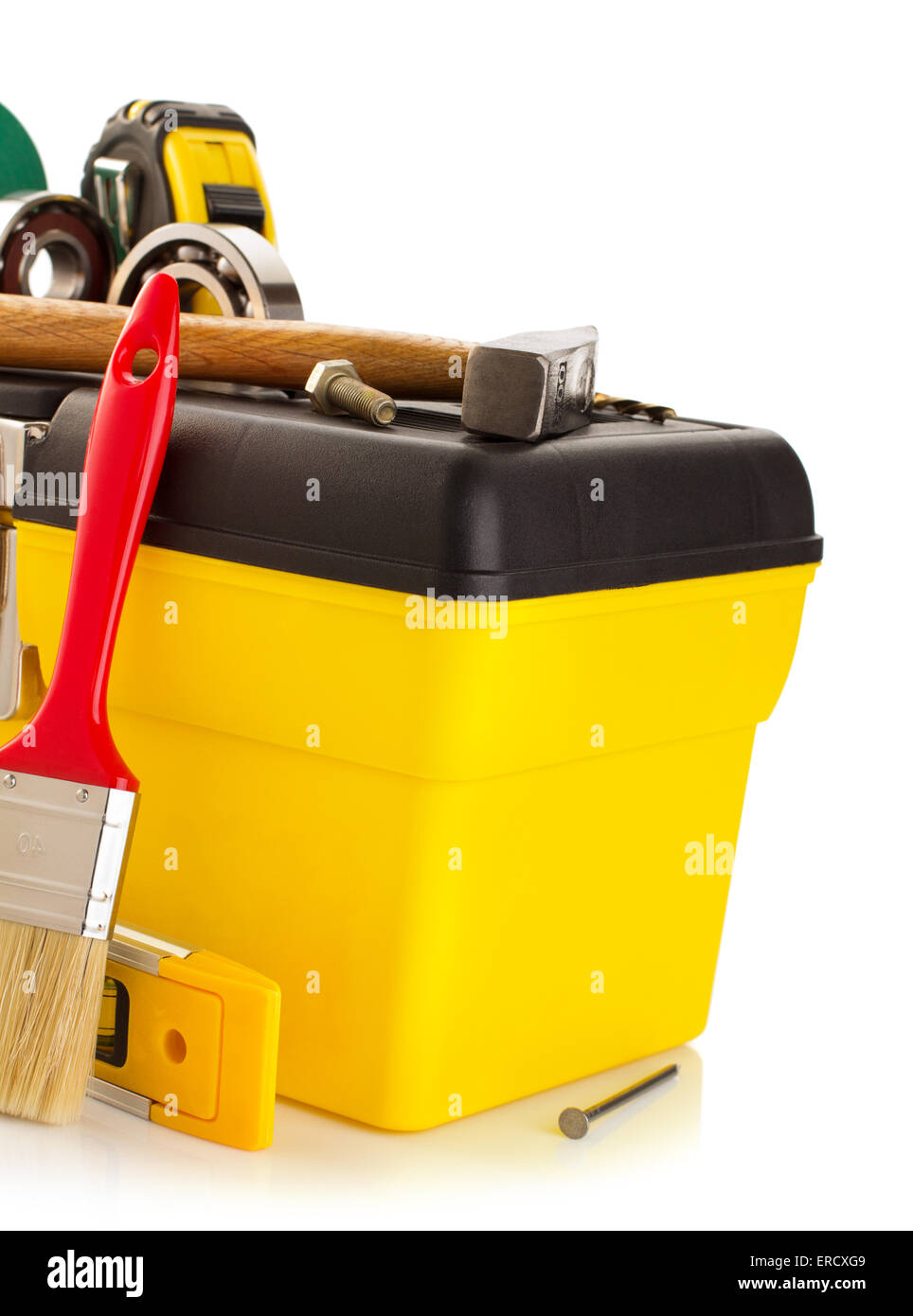 tools and instruments with toolbox isolated on white background Stock ...