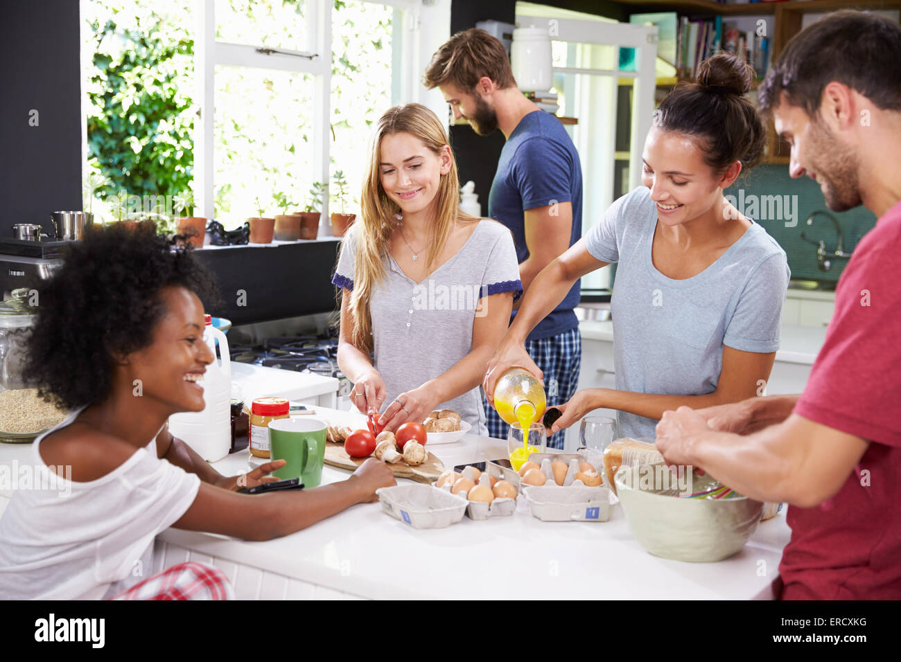 Morning coffee cooking kitchen laughing hi-res stock photography and ...