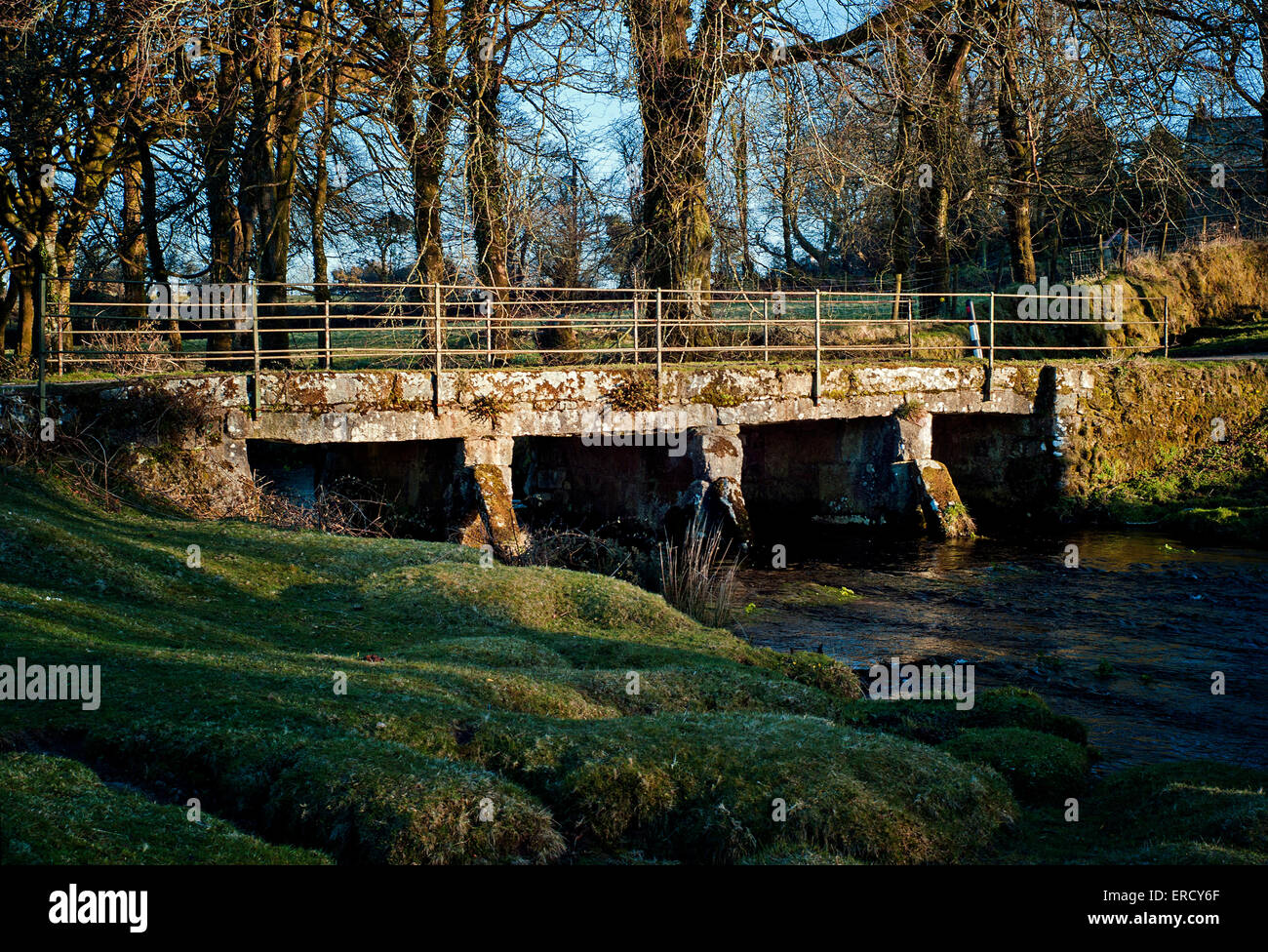 Clapper Bridge over Delphi river at Bradford, Bodmin moor,Cornwall ...