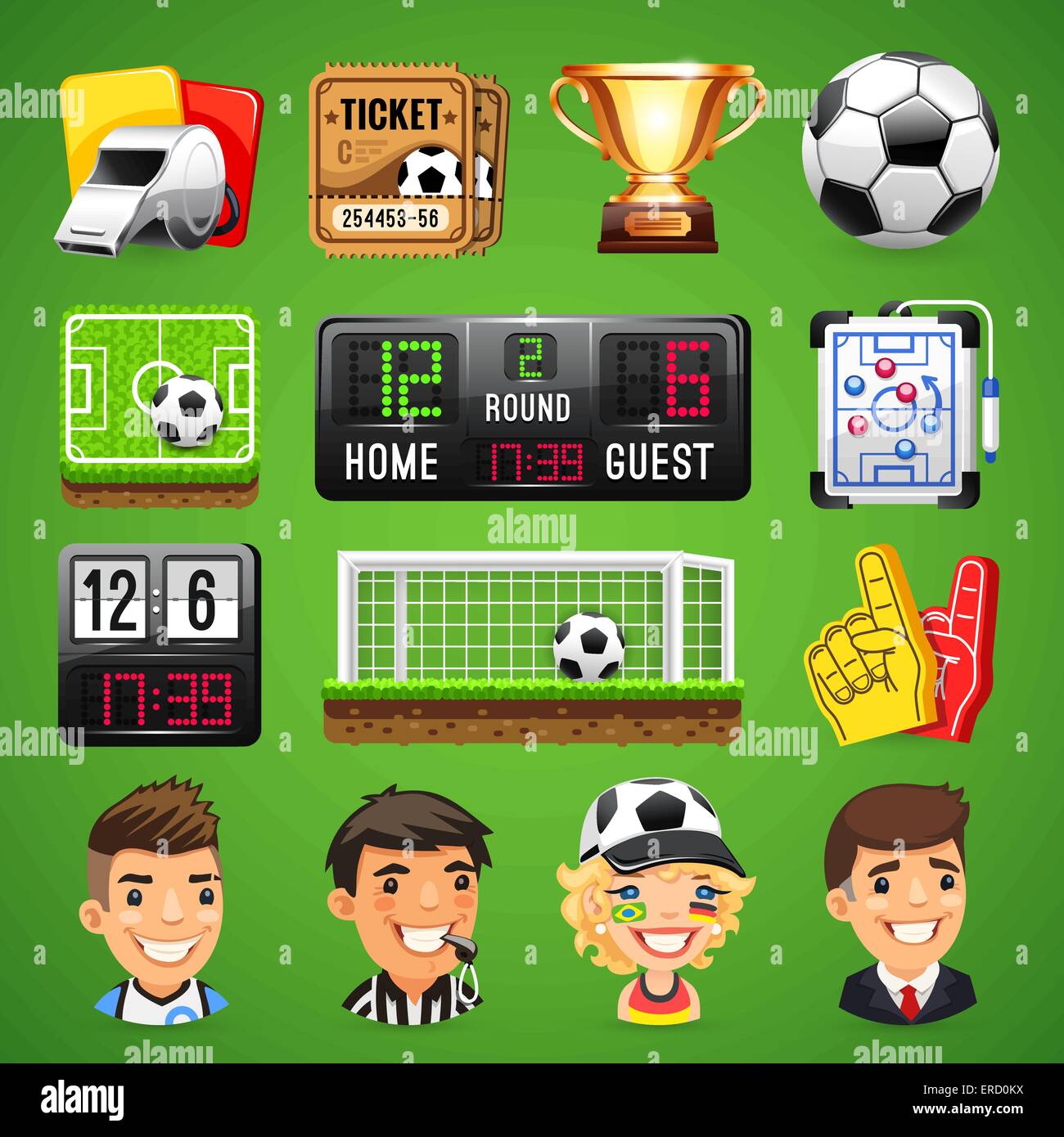 Realistic Vector Icons Set on the Theme of Soccer Stock Vector Image ...
