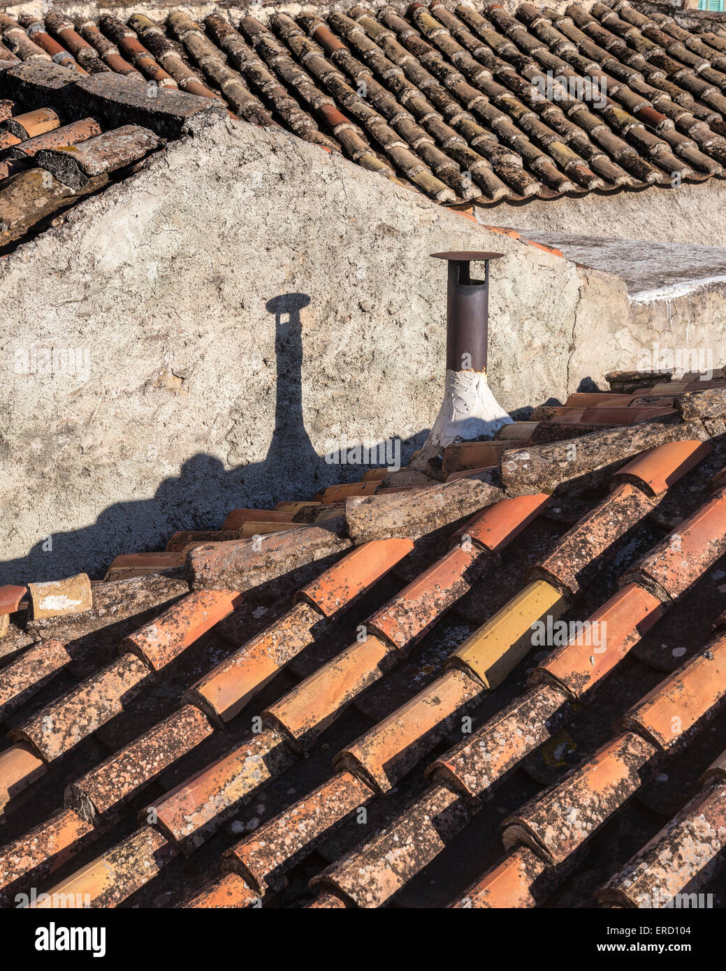 Old pantiled rooftops in the village of Proastio in the Outer Mani ...