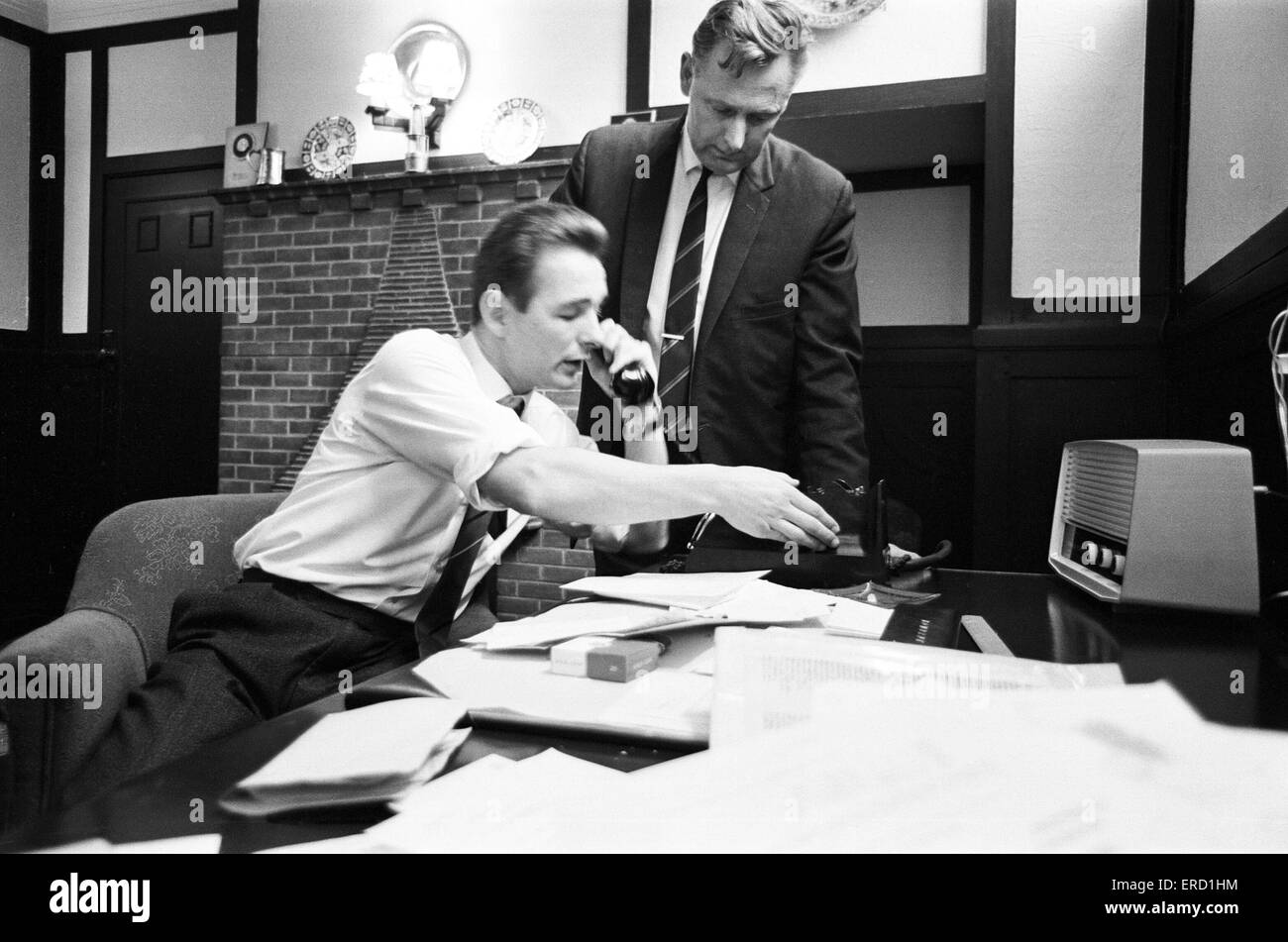 Derby County 's 31 year old manager Brian Clough in his office with ...