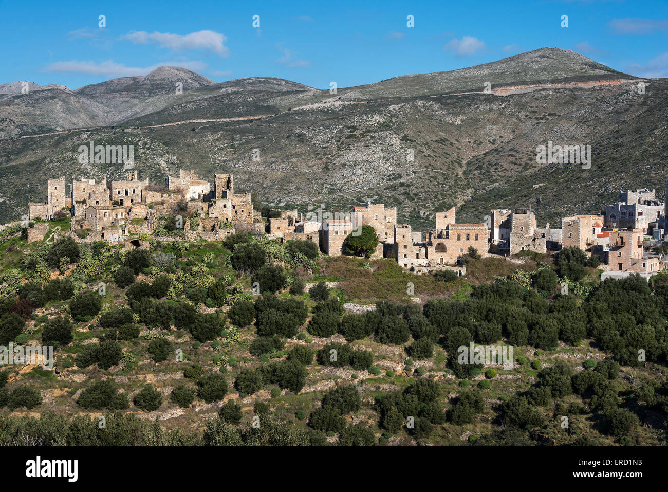 The stone tower houses of the village of Vathia in the Deep Mani ...