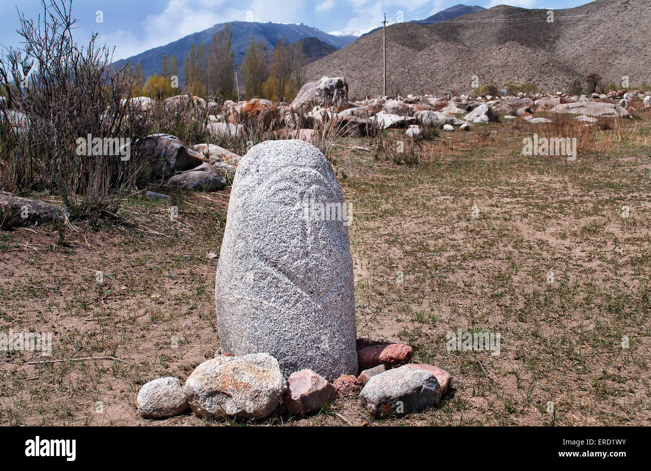 Ancient balbal statue. Dating from 8 th c BC - 5 th c. AN and located ...