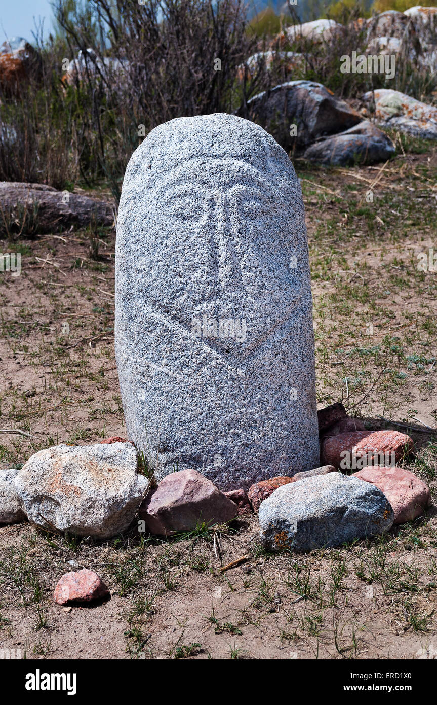Ancient balbal statue. Dating from 8 th c BC - 5 th c. AN and located ...
