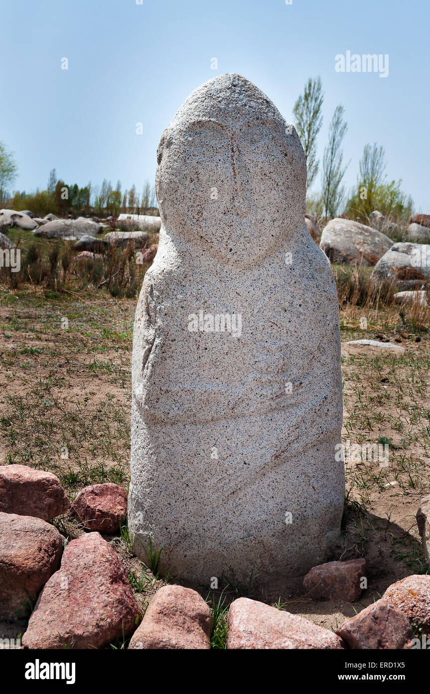 Ancient balbal statue. Dating from 8 th c BC - 5 th c. AN and located ...