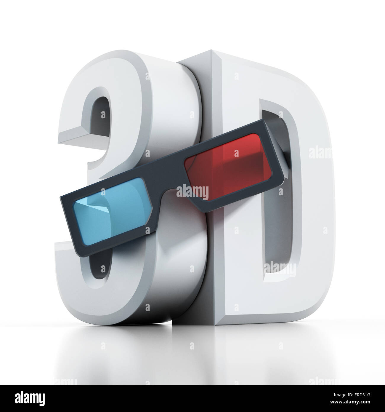 3D text and glasses isolated on white surface Stock Photo - Alamy