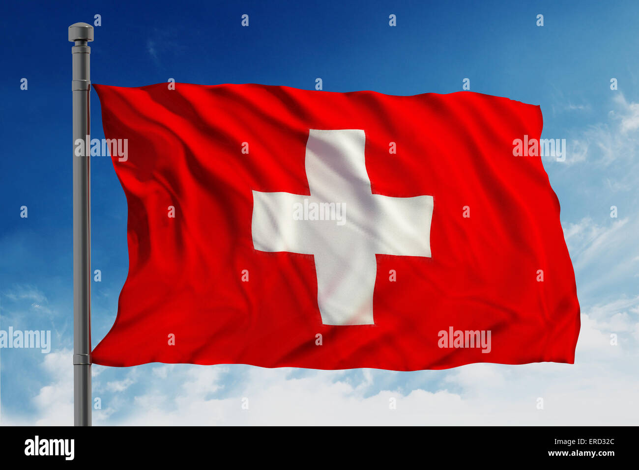 Swiss flag waving switzerland hi-res stock photography and images - Alamy
