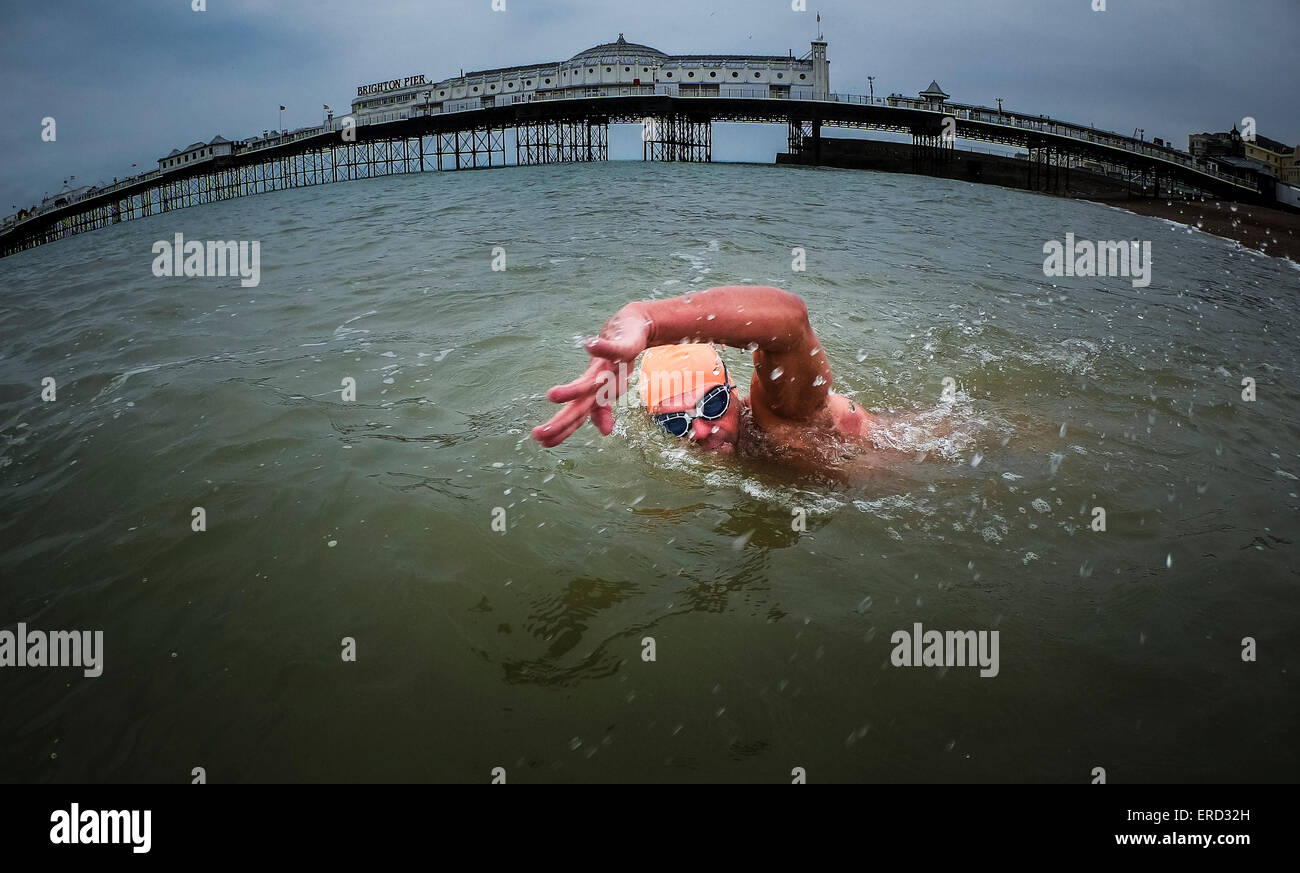 Simon Cooke (47) from Brighton, returns from his daily training outing ...