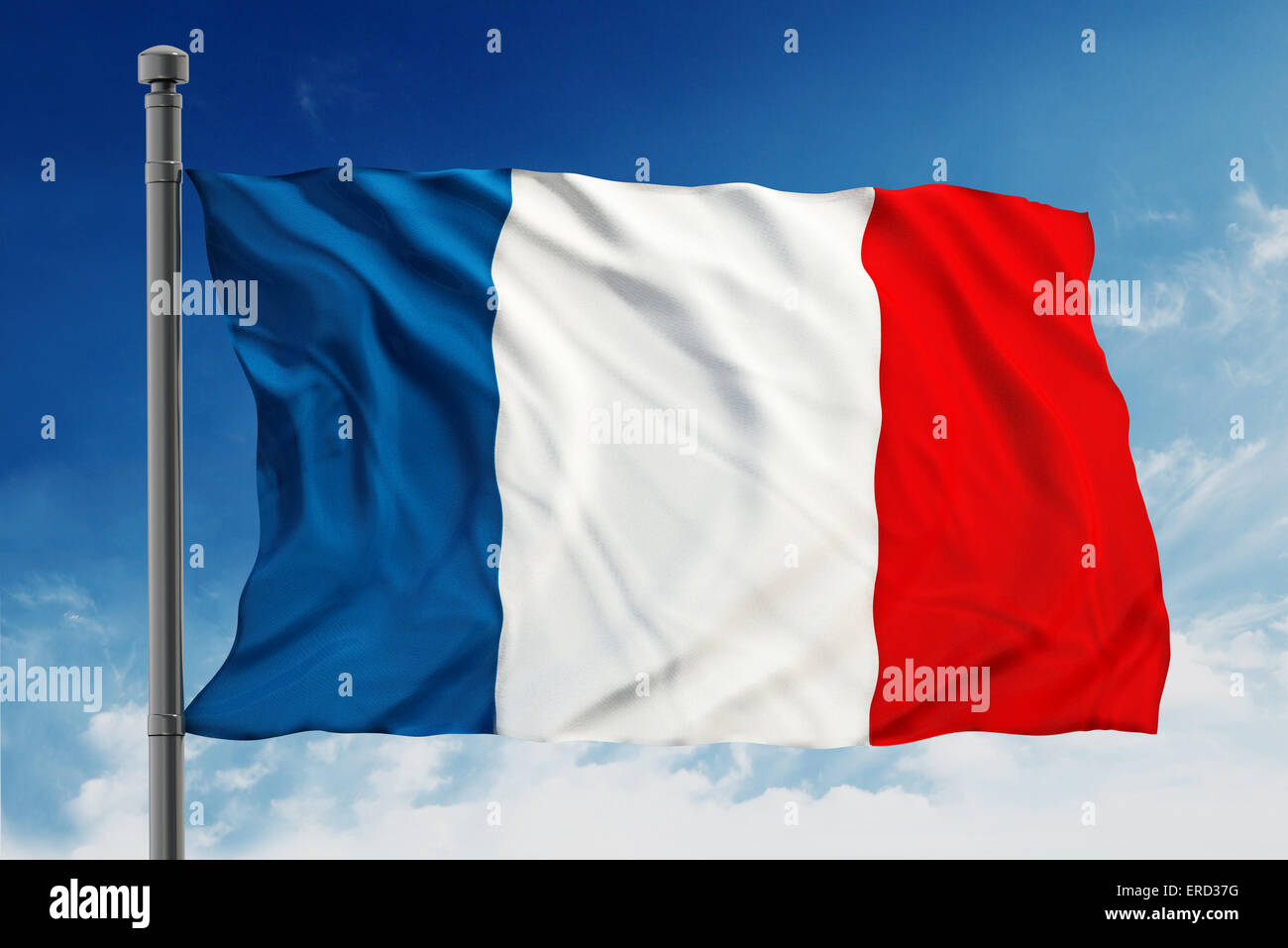 Flag france pole waving hi-res stock photography and images - Alamy