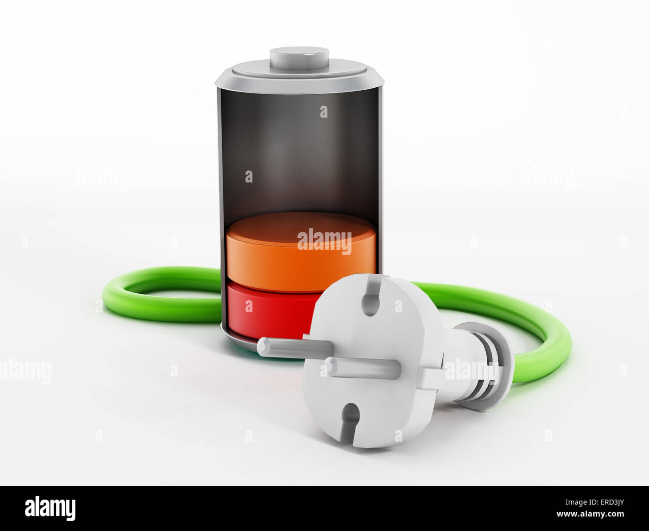 Battery being charged and cable Stock Photo - Alamy