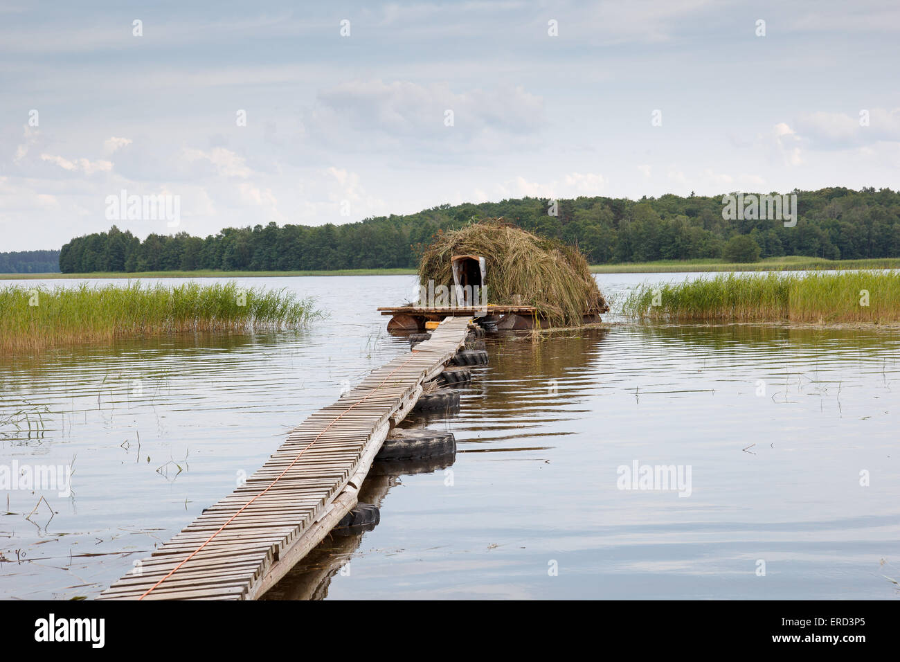 Straw house in water Stock Photo - Alamy