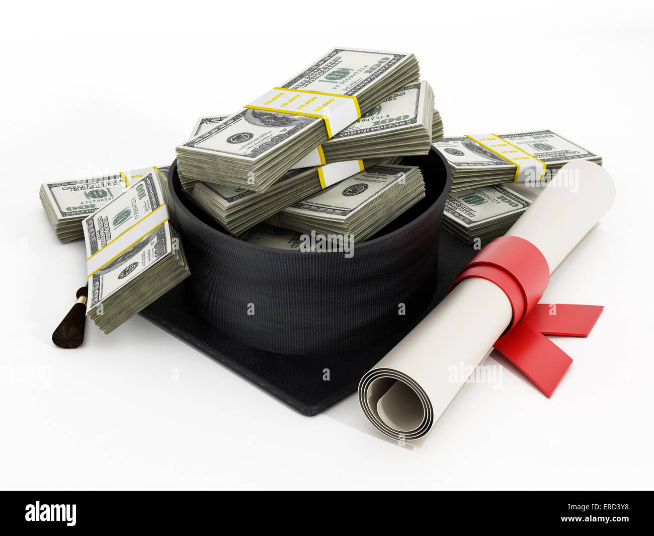 Money standing on the mortarboard Stock Photo - Alamy
