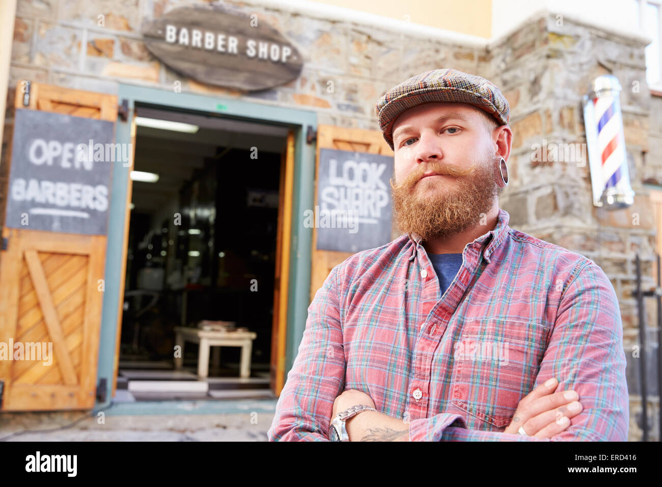 Barber standing outside shop hi-res stock photography and images - Alamy