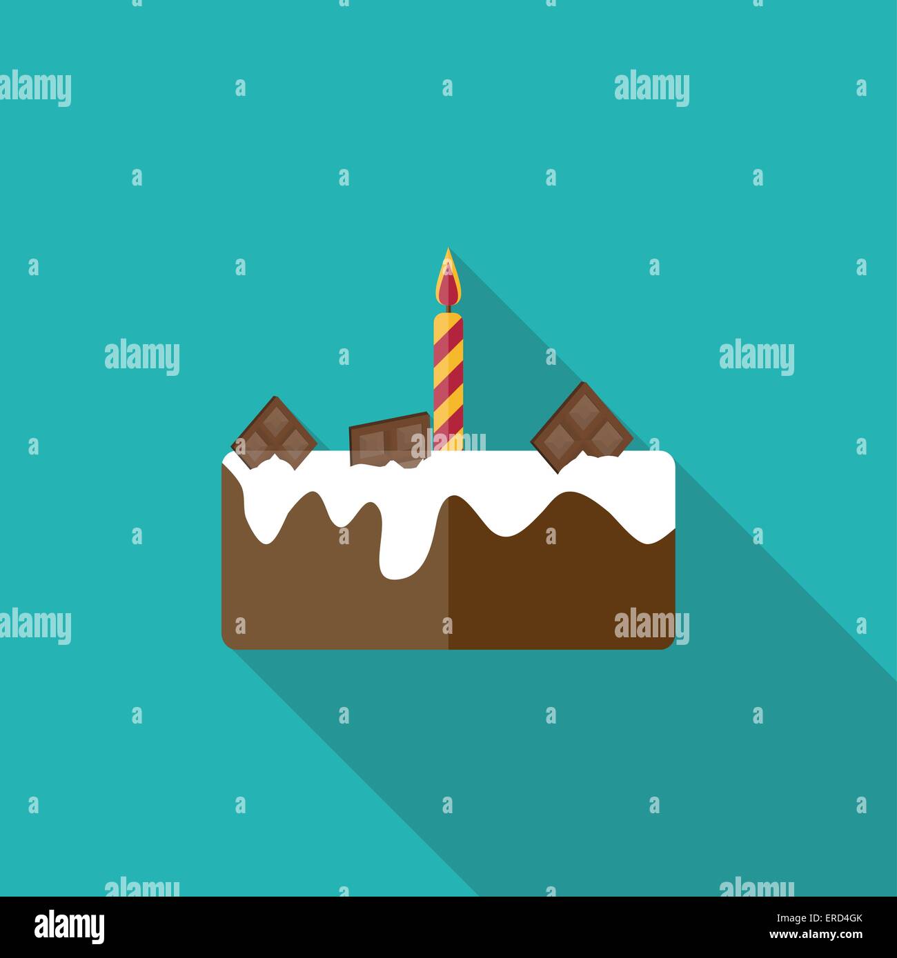 Birthday Cake Flat Icon with Long Shadow, Vector Illustration Stock ...