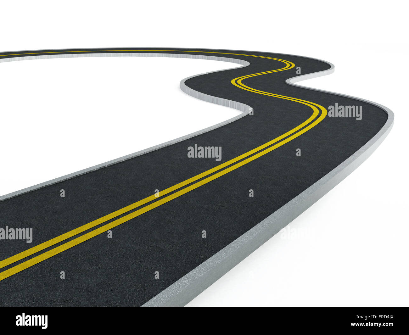 Curved asphalt road isolated on white background Stock Photo - Alamy