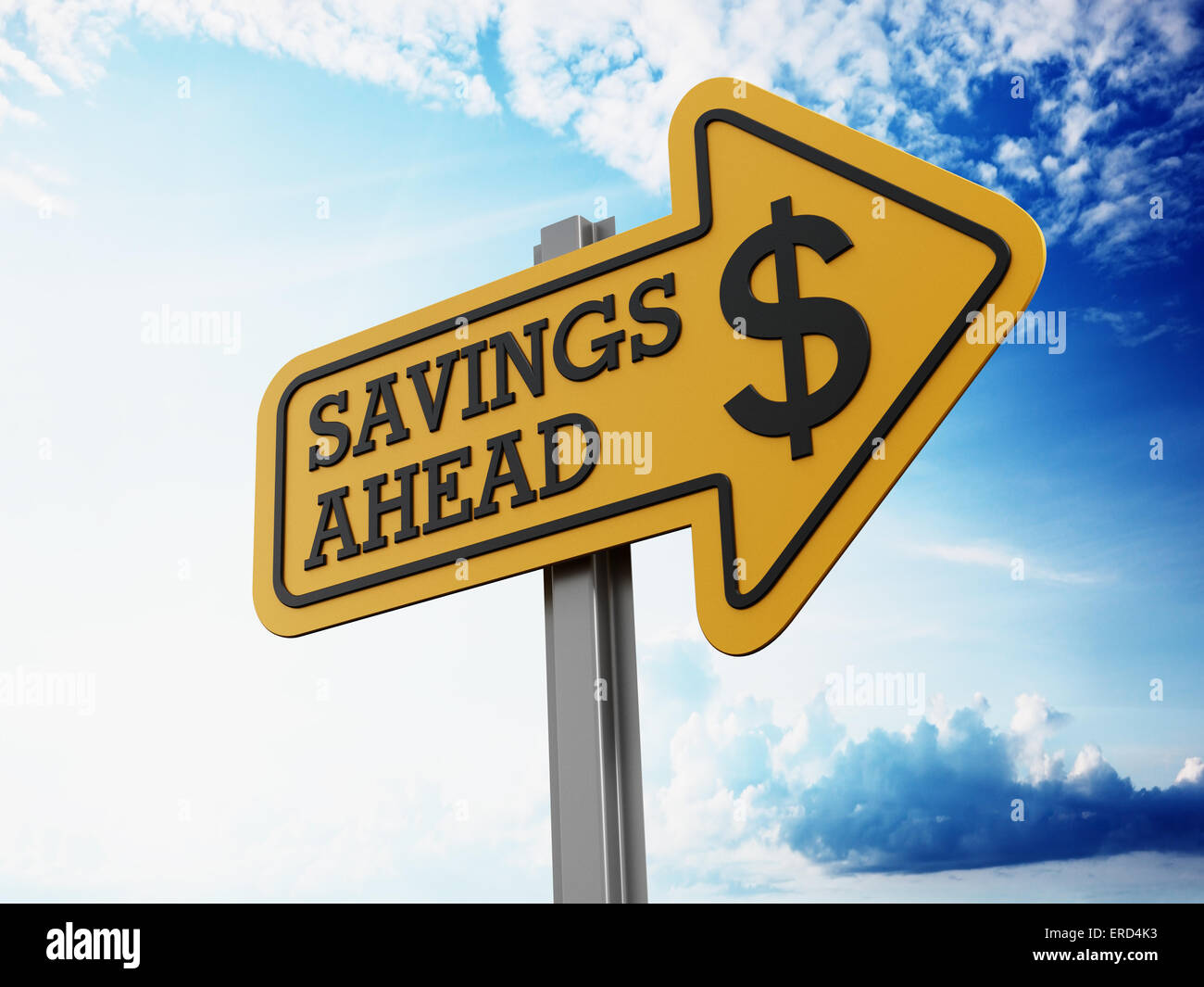 Savings ahead signboard on blue sky Stock Photo - Alamy