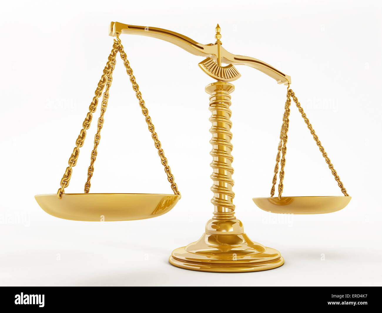 Balanced gold scale isolated on white Stock Photo - Alamy