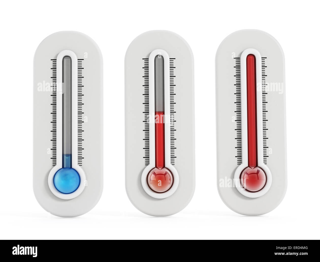 Thermometers pointing low,normal and high temperatures Stock Photo - Alamy