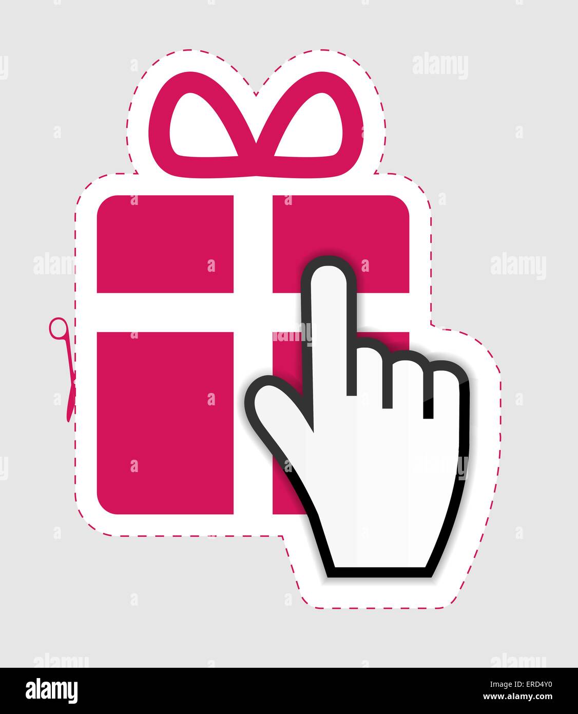Mouse hand cursor on gift sticker label vector illustration Stock ...