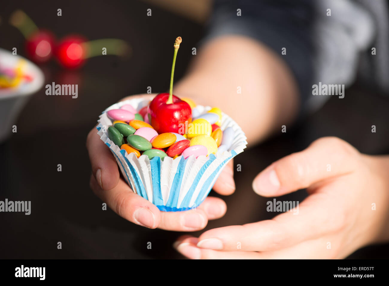 fruit vs candy, health Stock Photo - Alamy