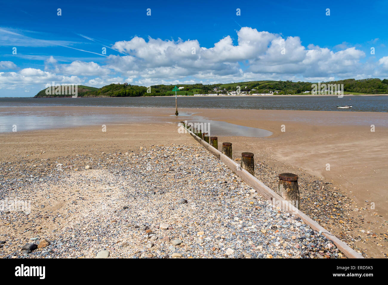 Ferryside at the mouth of the River Tywi, Carmarthenshire Wales UK ...