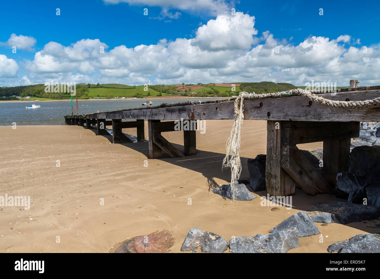 Ferryside at the mouth of the River Tywi, Carmarthenshire Wales UK ...