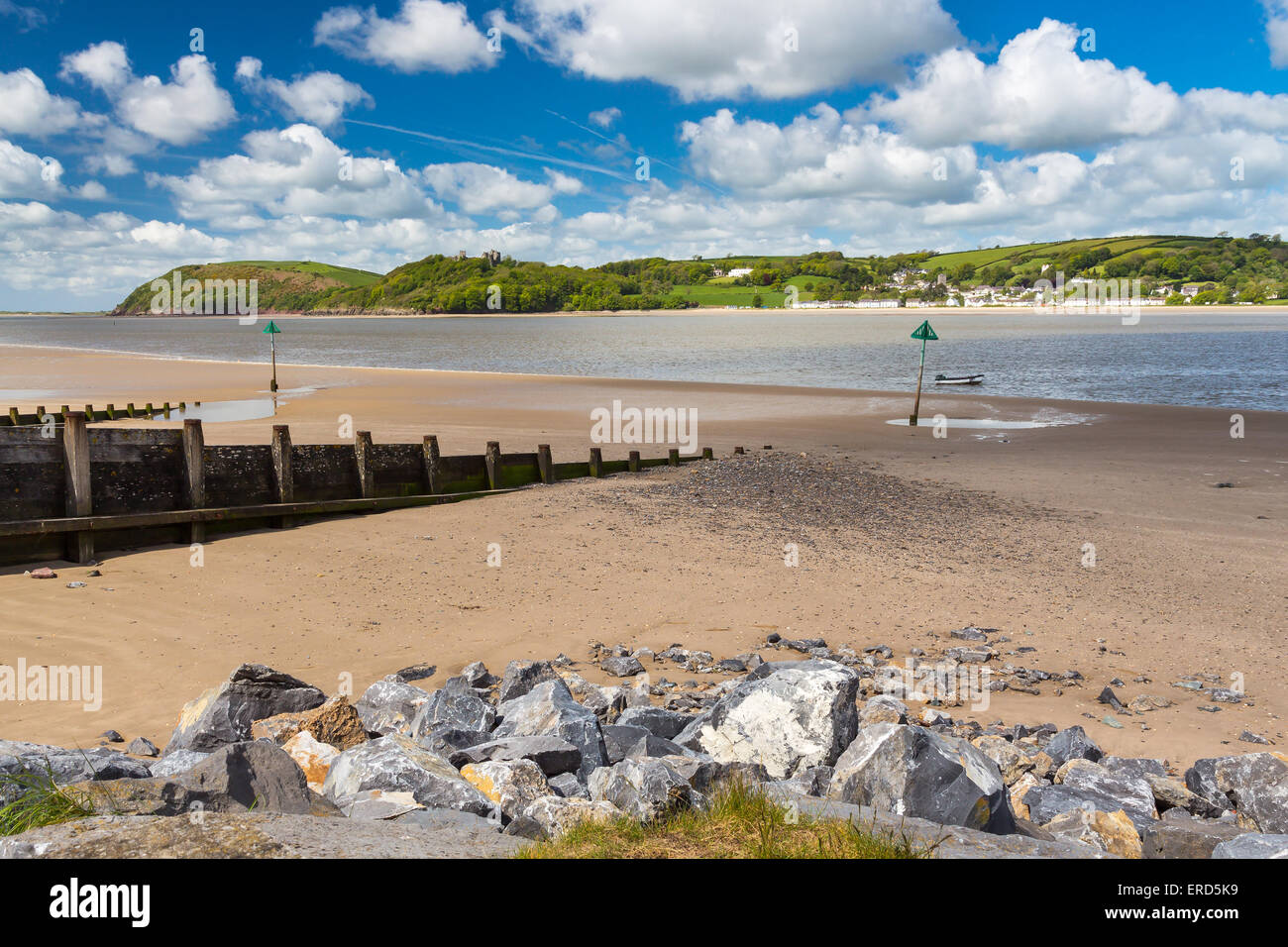 Ferryside at the mouth of the River Tywi, Carmarthenshire Wales UK ...