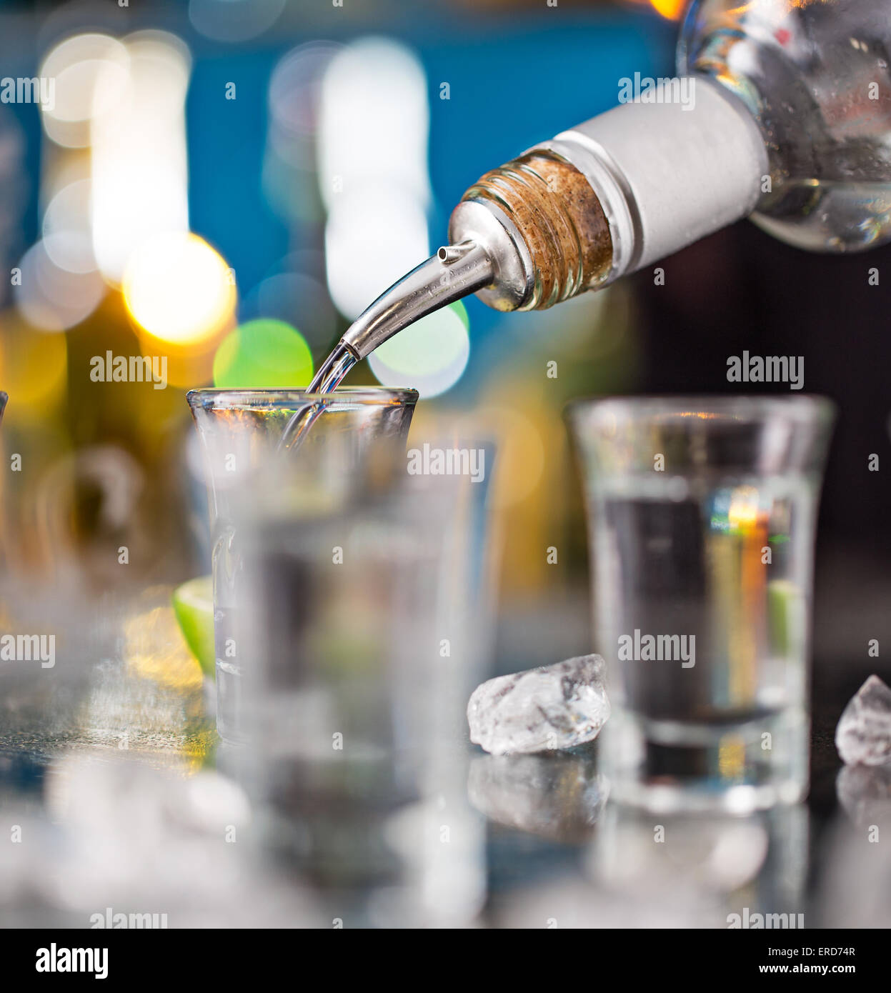Snifters on bar desk, close-up Stock Photo - Alamy