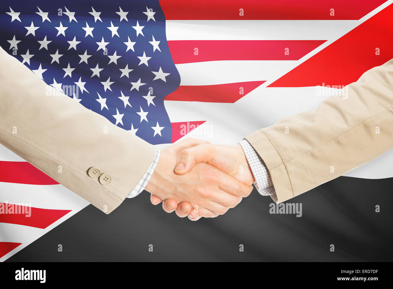 Businessmen shaking hands - United States and Yemen Stock Photo - Alamy Businessmen shaking hands - United States and Yemen Stock Photo - Alamy