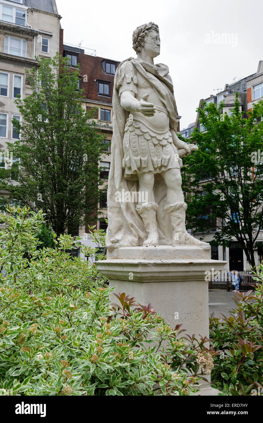 A standing statue of George II in costume in the Golden Square garden ...