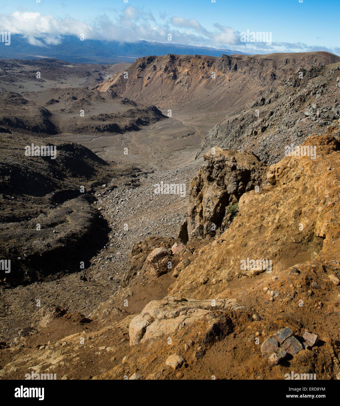 Volcanic landscape of lava flows and sills on the Tongariro Alpine ...