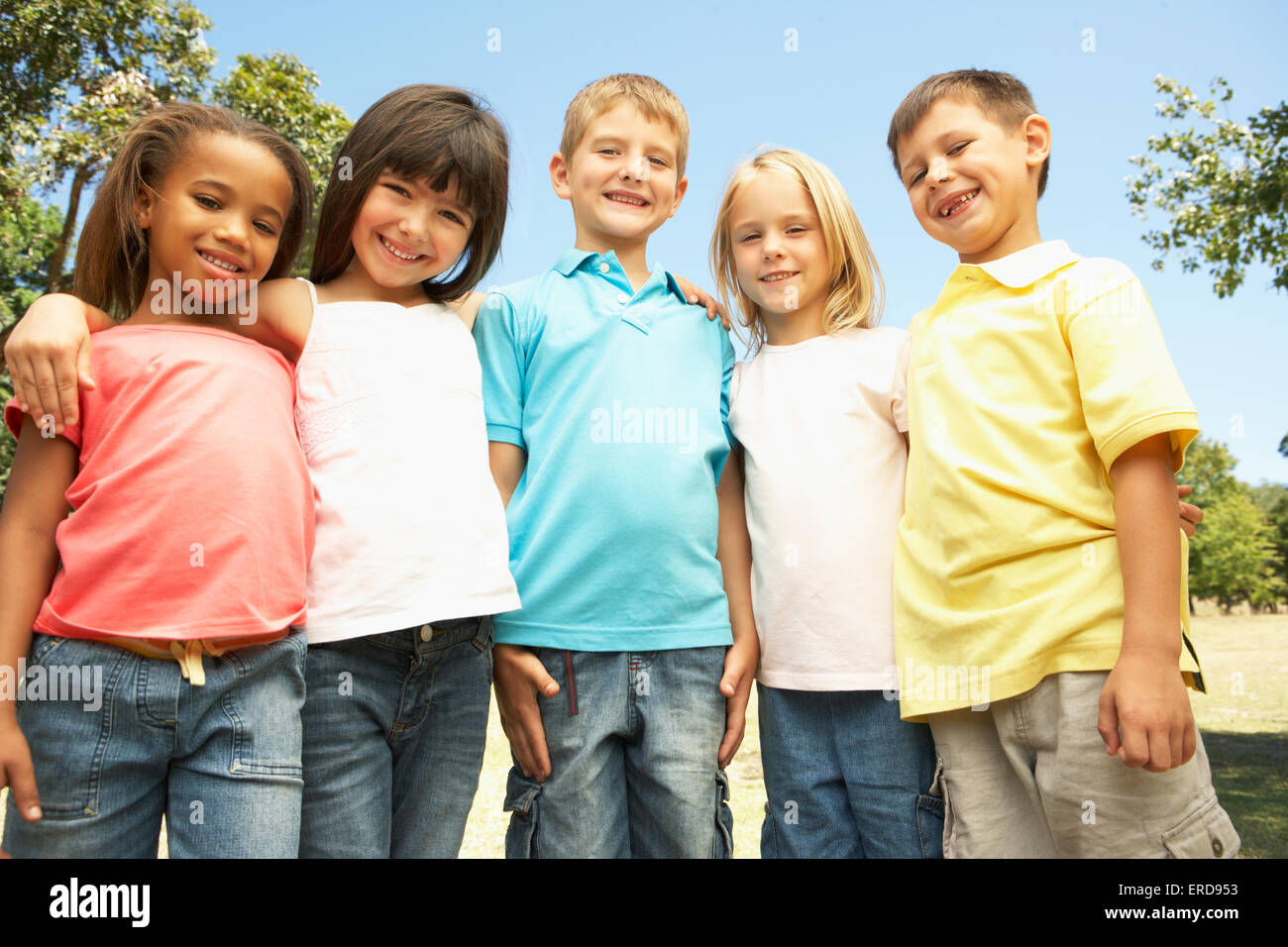 Group Of Children In Park Stock Photo - Alamy