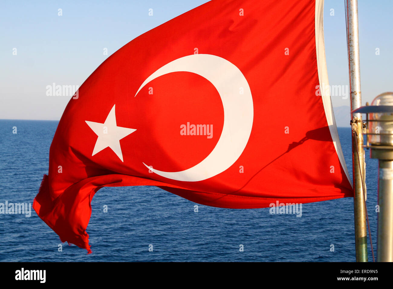 Turkish Flag on a boat Stock Photo - Alamy