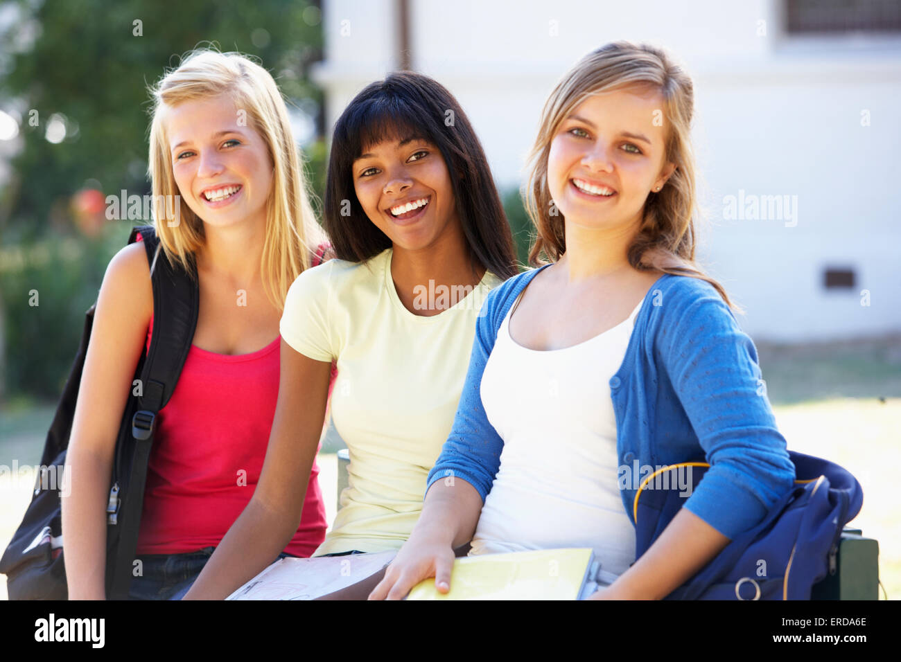 Group Of Teenage Students Standing Outside Campus Building Stock Photo ...