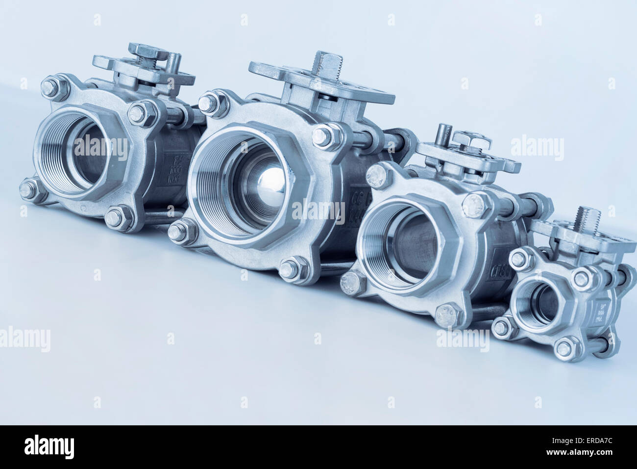 Group 4 valves located on the diagonal, different sizes, ball valve ...