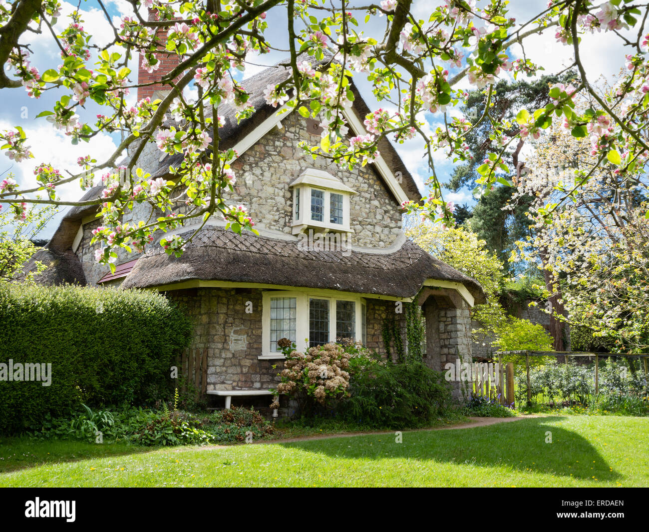 Dutch Cottage in spring at Blaise Hamlet - a Picturesque style group of ...