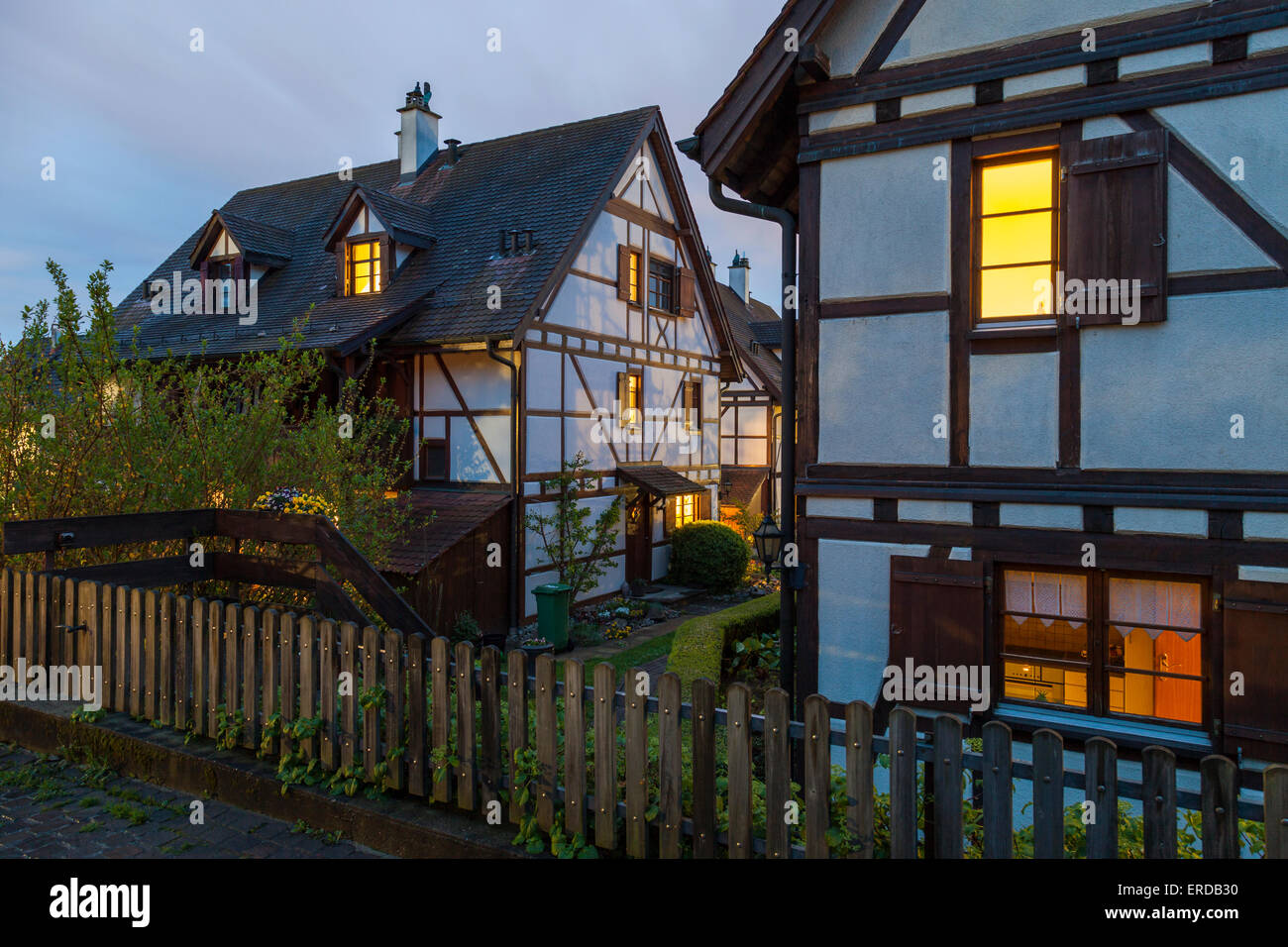 Evening in Allschwil-village, canton Basel-Country, Switzerland Stock ...