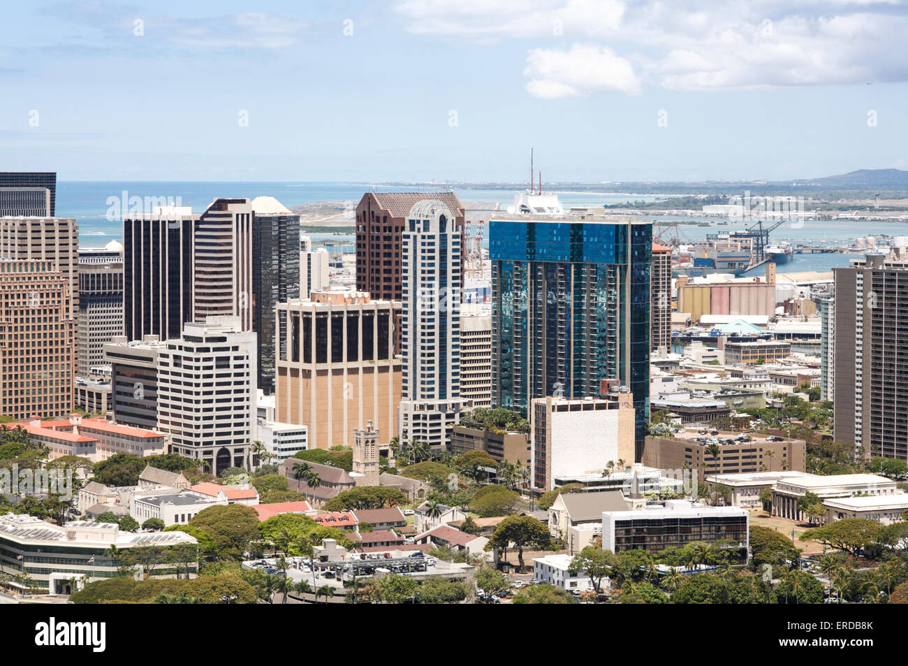 Honolulu, Hawaii, USA. 29th May, 2015. Wide-angle view of Downtown ...